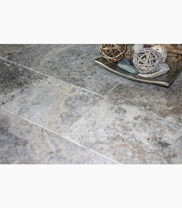 FRENCH PATTERN SILVER TUMBLED TRAVERTINE TILE - Travertine Warehouse
