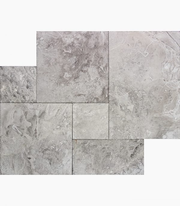 FRENCH PATTERN TALYA GRAY LEATHERED MARBLE PAVER - Travertine Warehouse